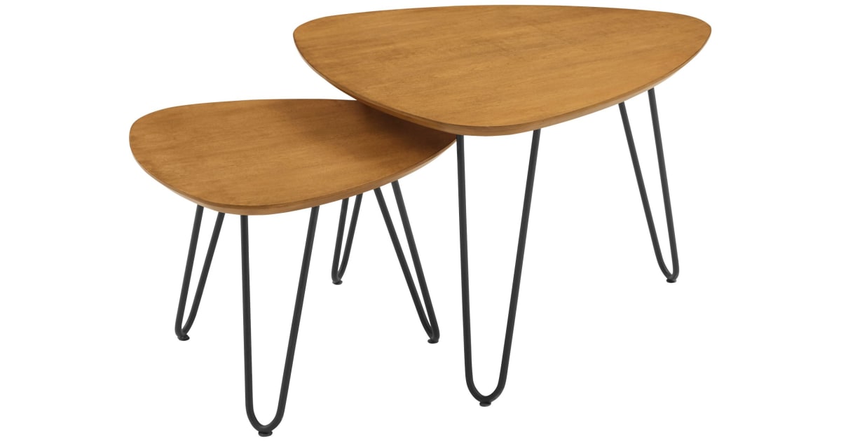 Delacora BDF24HPNCTEO Mid-Century Modern 24" W Hairpin Leg Wood Nesting Coffee Table Set | Build.com