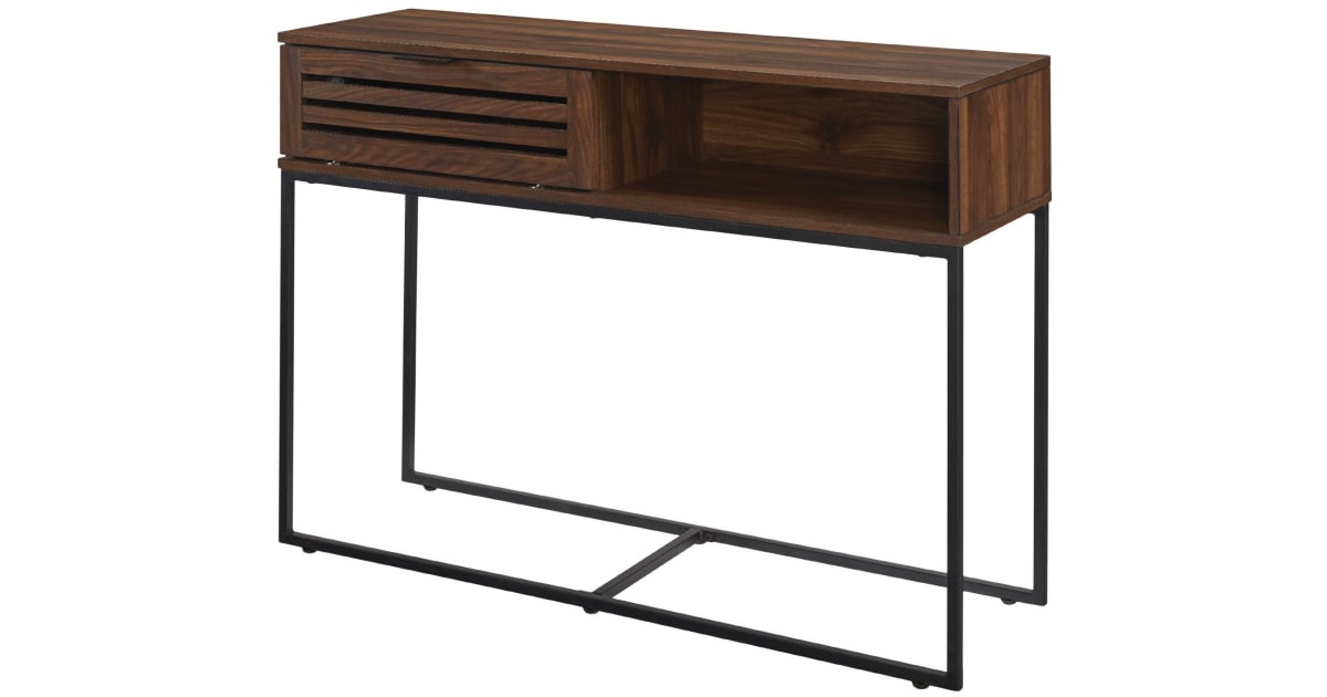 Delacora BDF42JACETDW Jackson - Modern 42" W Console Sofa Entry Table with Slat Door Storage ...