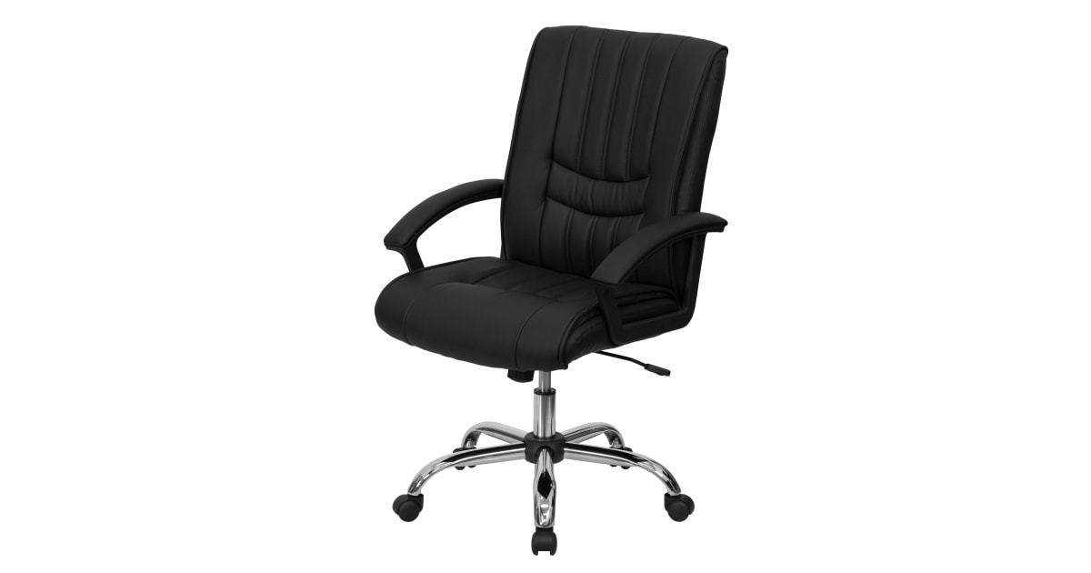 Delacora BT-9076-BK-GG 25.25 Inch Wide LeatherSoft Blend Swivel Chair ...