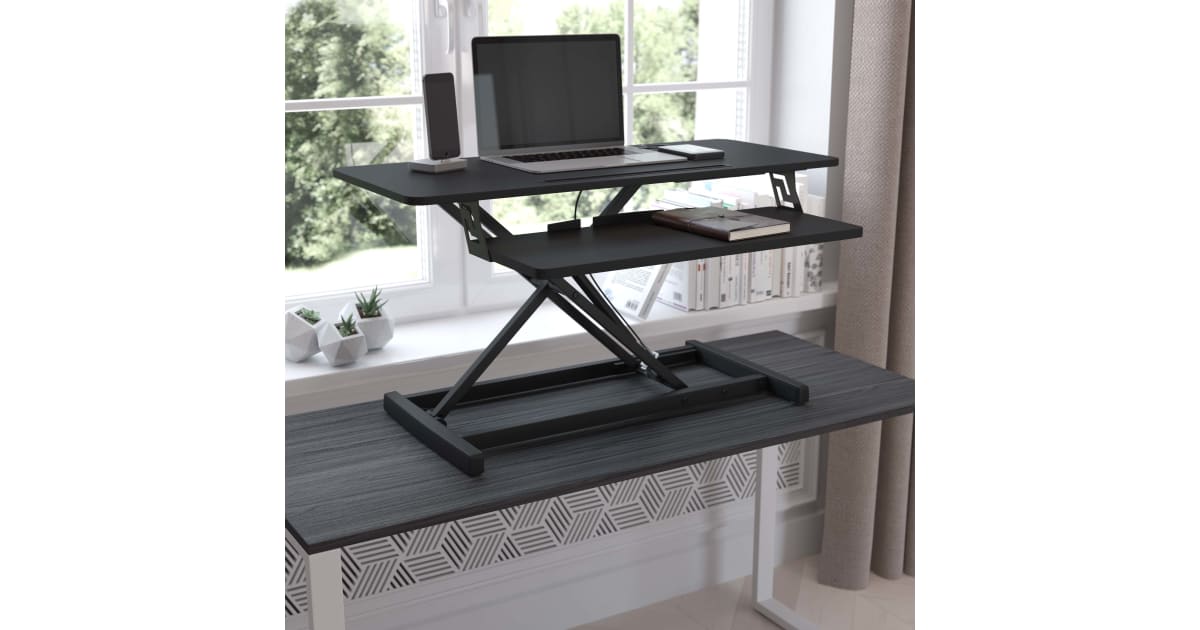 Delacora JE-VM-GSD66H01R-36-GG Sit to Stand 36" Adjustable Height Desk ...
