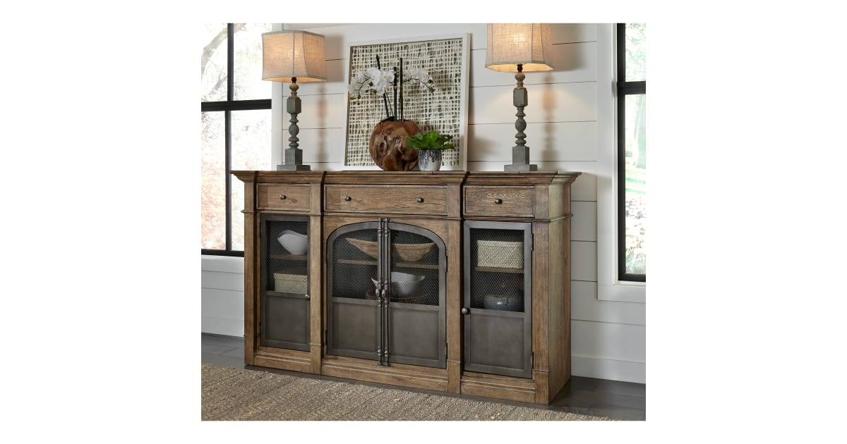 Delacora D192-008 Rustic Farmhouse 72" Wide Sideboard Buffet Credenza ...