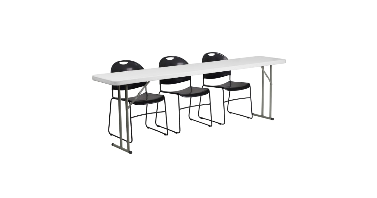 Delacora RB-1896-1-GG Four Piece Metal Framed Plastic Top Foldable Classroom Set | Ferguson Home