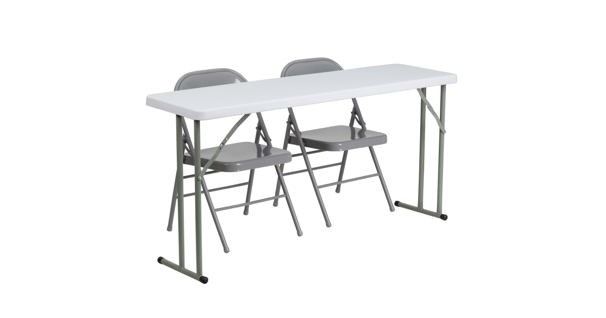 Delacora RB-1860-1-GG Three Piece Metal Framed Plastic Top Foldable Classroom Set | Ferguson Home