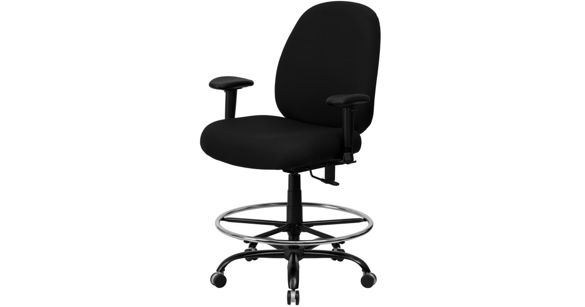 Delacora WL-715MG-BK-AD-GG 29.5 Inch Wide Fabric Drafting Chair with Adjustable Arms | Build.com