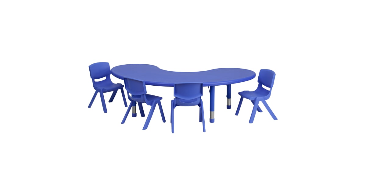 Delacora YU-YCX-0043-2-MOON-TBL-BLUE-E-GG Five Piece Plastic Framed Classroom Set | Ferguson Home