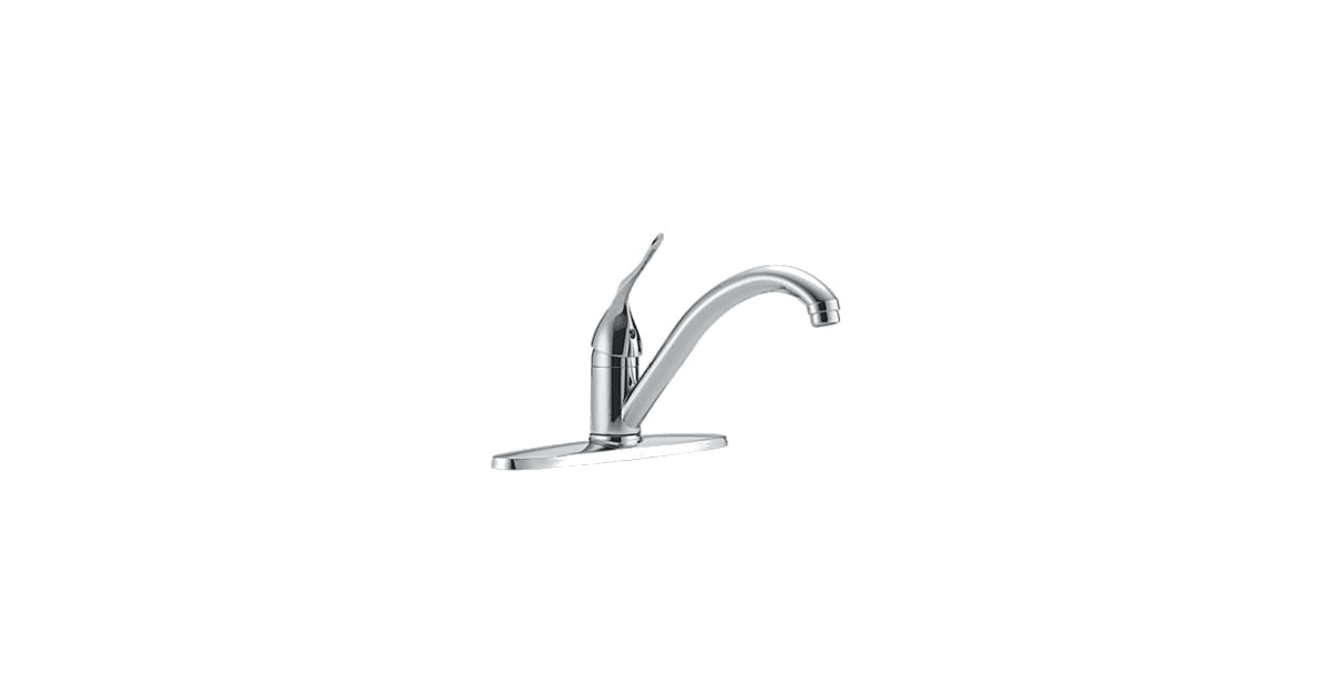 Delta 100-HDF-DST Single Handle 1.5 GPM Three Hole Mount Kitchen Faucet ...