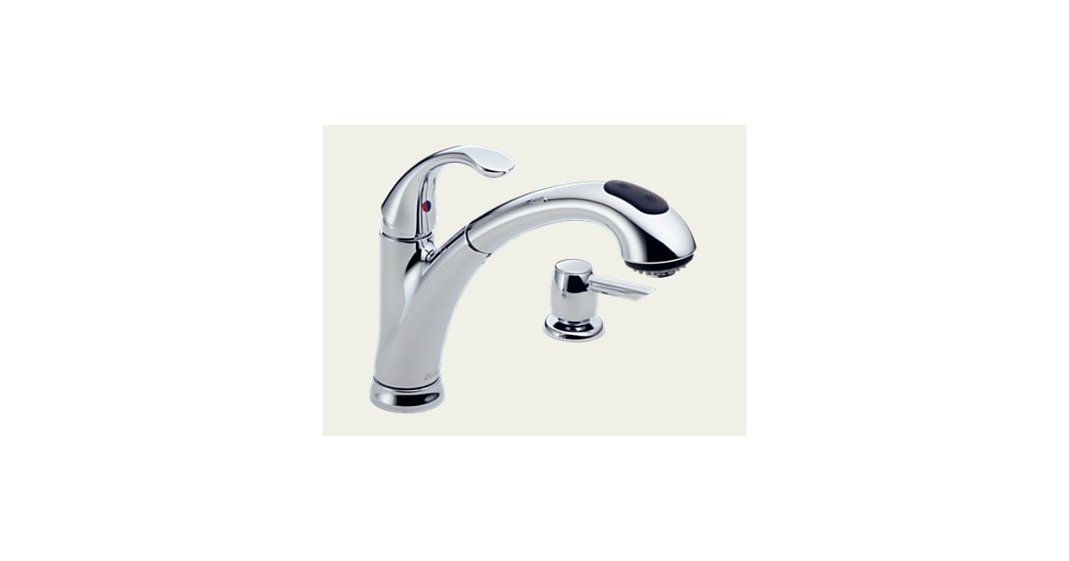 Delta 16929-SD Single Handle Pulldown Kitchen Faucet with Soap ...