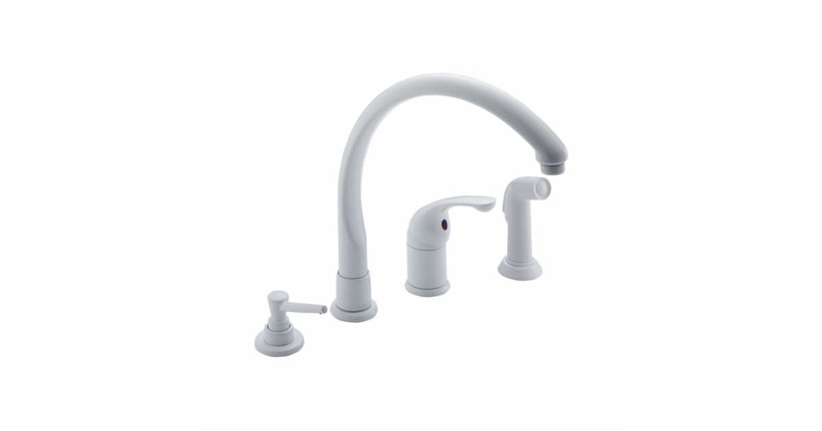 Delta 174-WHWF Single Handle Kitchen Faucet with Side Spray and Soap ...