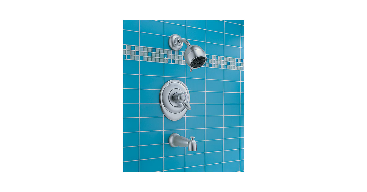 Delta 1768-MC Double Handle Tub and Shower Trim with Single Function ...
