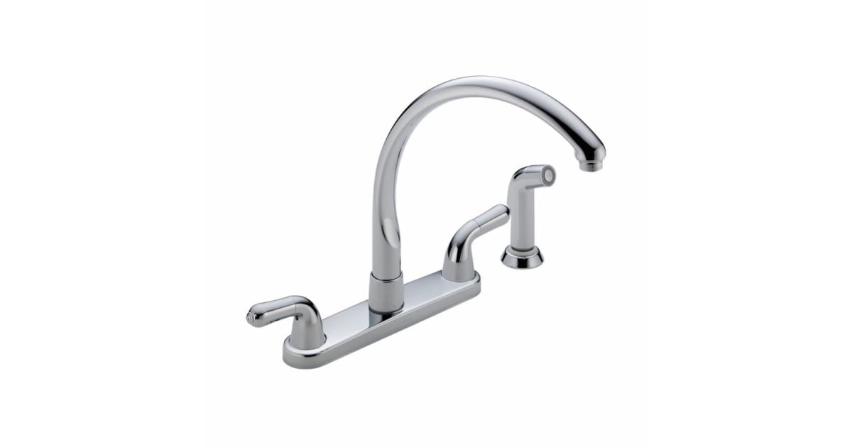 Delta 2476-24 Double Handle Kitchen Faucet with Metal Lever Handles and ...