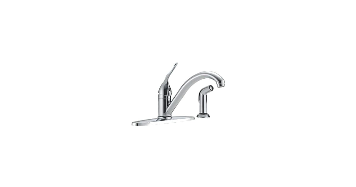 Delta 400-HDF-DST Single Handle 1.5 GPM Three Hole Mount Kitchen Faucet ...
