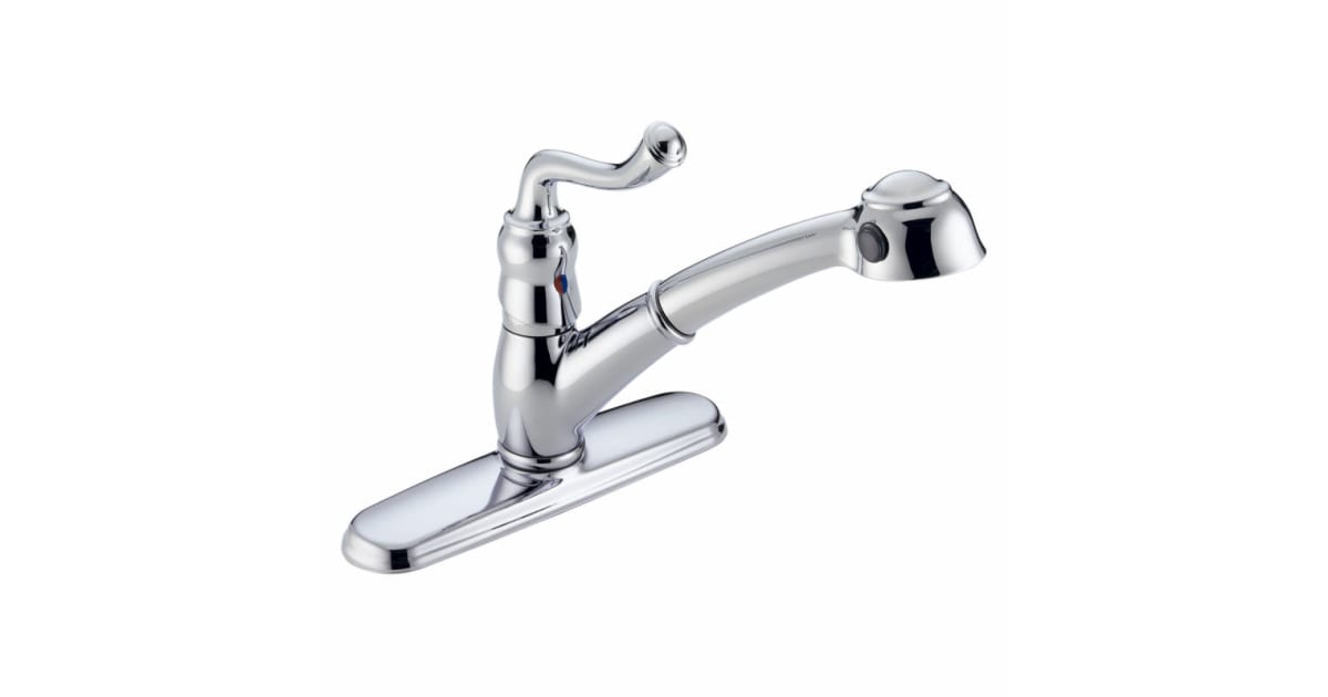 Delta 473 Single Handle Pullout Kitchen Faucet from the Saxony Series ...