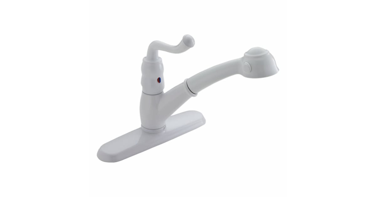 Delta 473WH Single Handle Pullout Kitchen Faucet from the Saxony Series ...