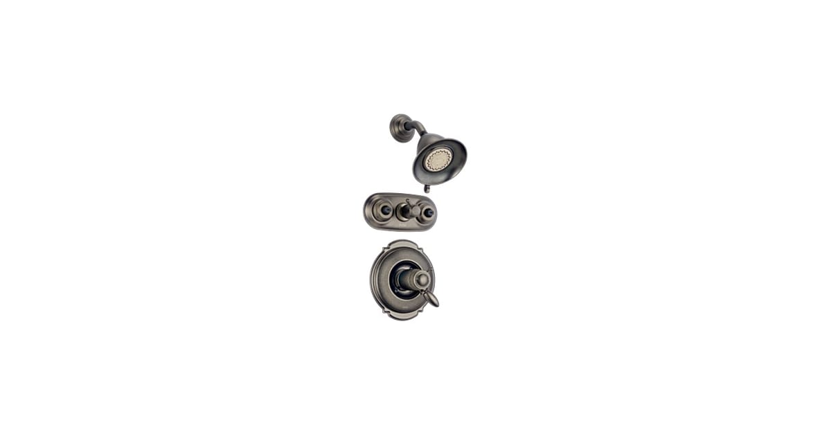 Delta T18T255-PT Double Handle Pressure Balanced Shower Only Trim with ...