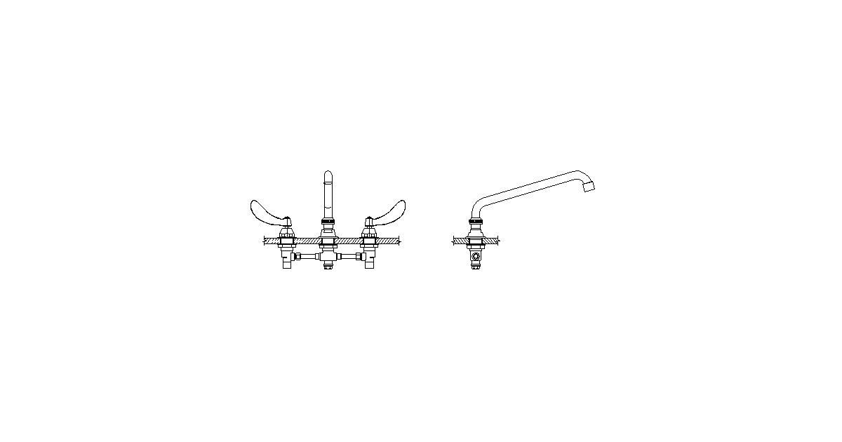 Delta 27C2244-S7 Commercial Double Handle 1.5 GPM Widespread Utility Faucet with Blade Handles ...