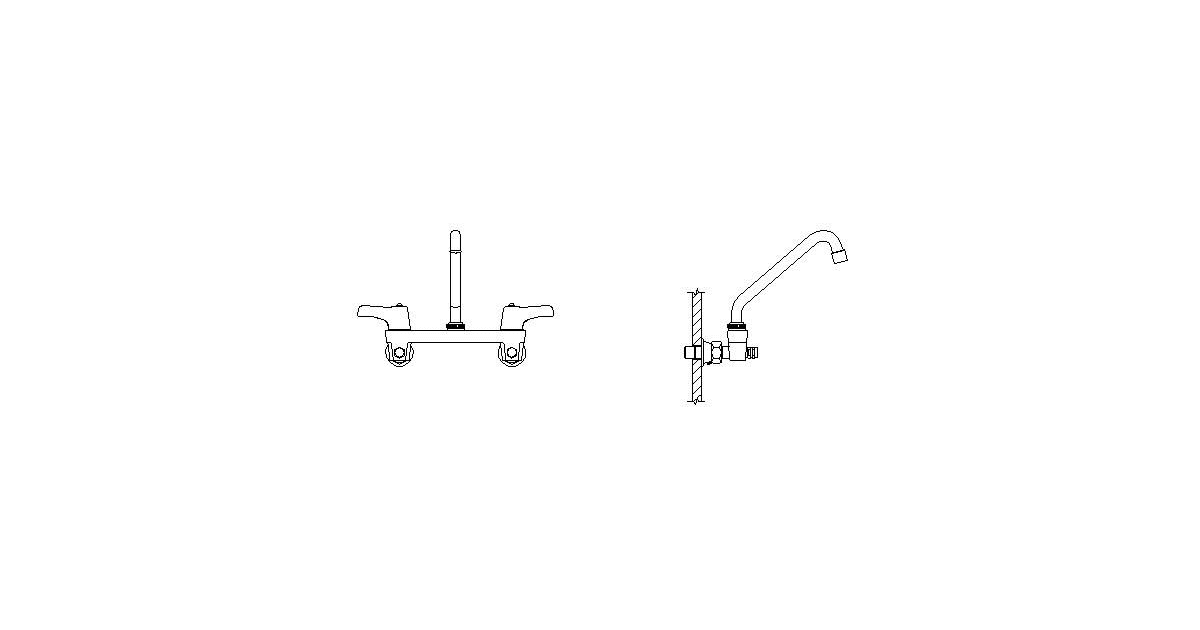 Delta 28C6253 Commercial Double Handle 0.5 GPM Widespread Utility Wall ...