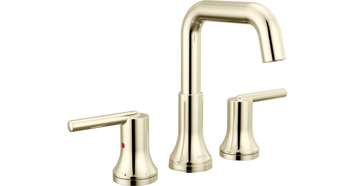 Delta 3554-PNMPU-DST Trinsic 1.2 GPM Widespread Bathroom Faucet with Push Pop-Up Drain Assembly ...