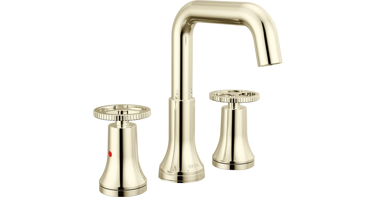 Delta 35547-PNMPU-DST Trinsic 1.2 GPM Widespread Bathroom Faucet with Wheel Style Handles and ...
