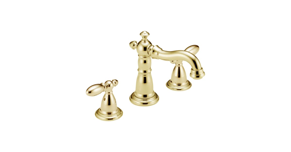 Delta 3555-PBMPU-DST Victorian Widespread Bathroom Faucet with Pop-Up ...