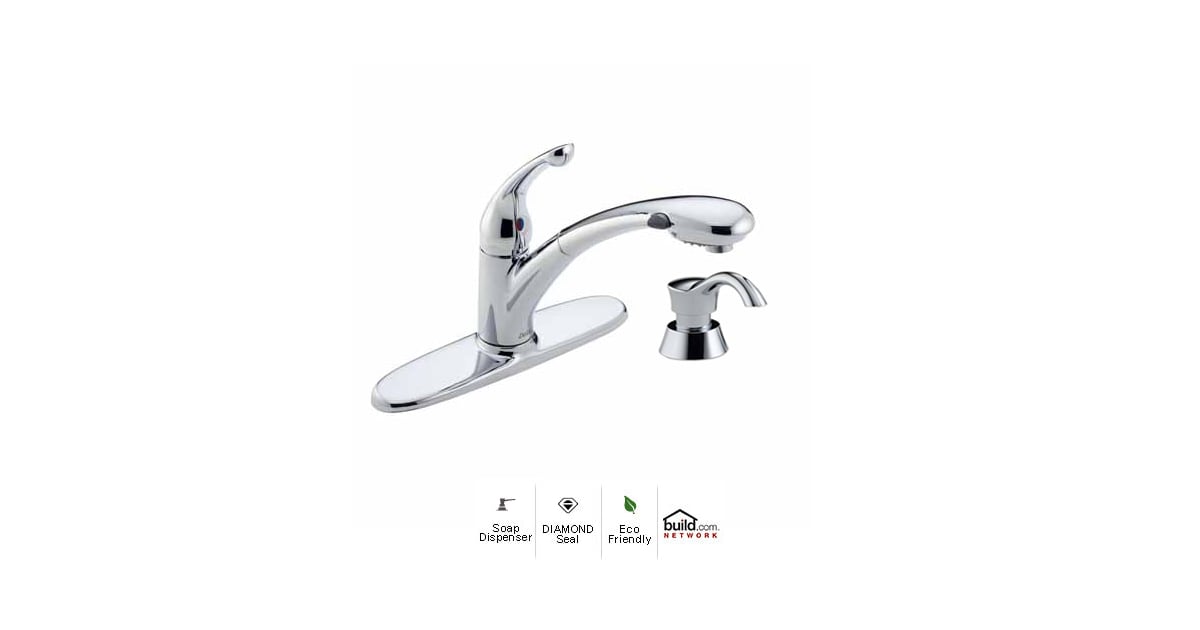 Delta 470-WE-DST-SD Signature Pull-Out Kitchen Faucet with Soap/Lotion ...