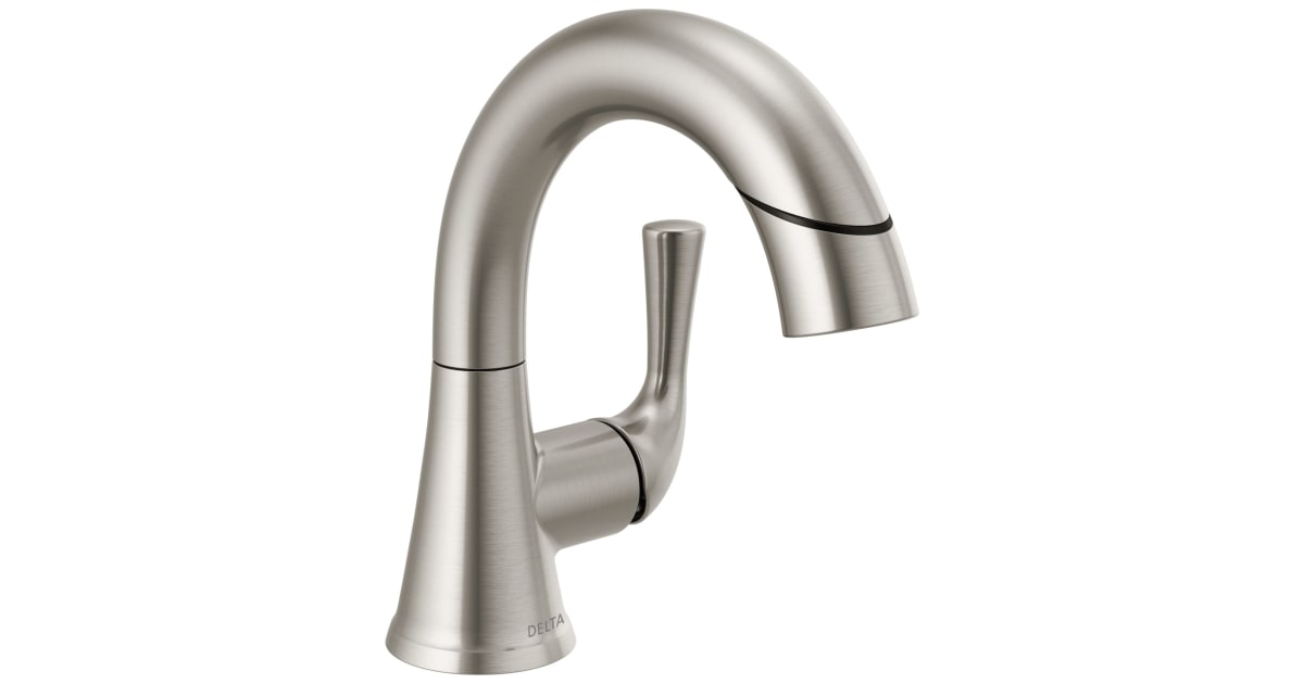 Delta 533LF-SSPDMPU Kayra 1.2 GPM Single Hole Pull-Down Bathroom Faucet ...