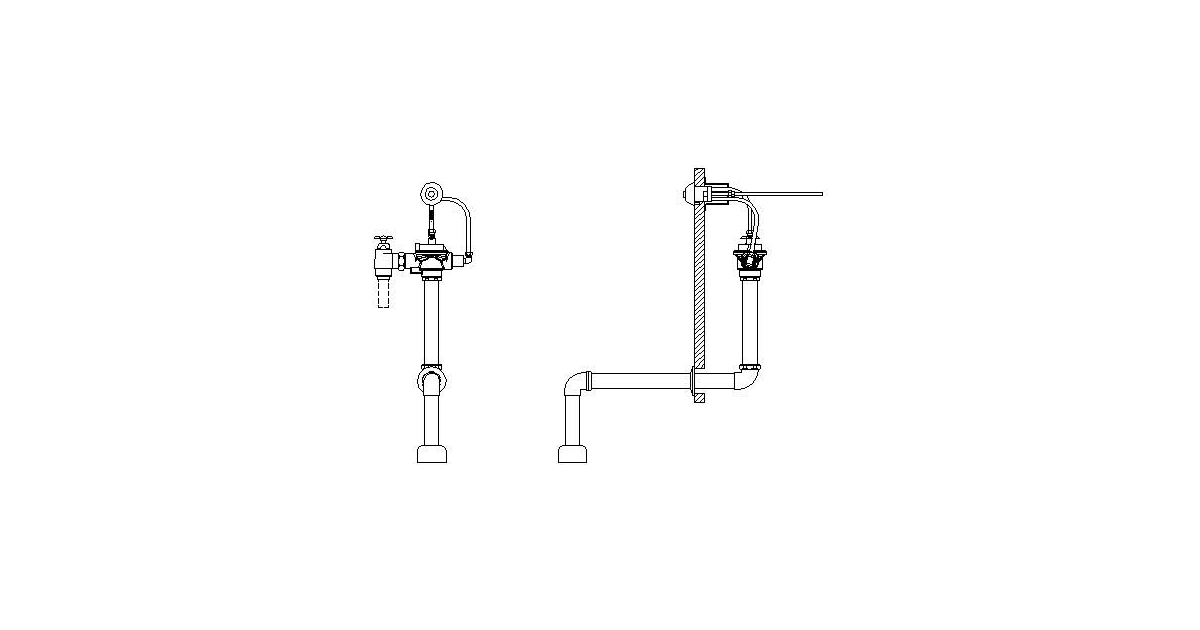 Delta 83T340-6 Commercial 1-1/2" Top Spud Concealed Manual Flush Valve ...