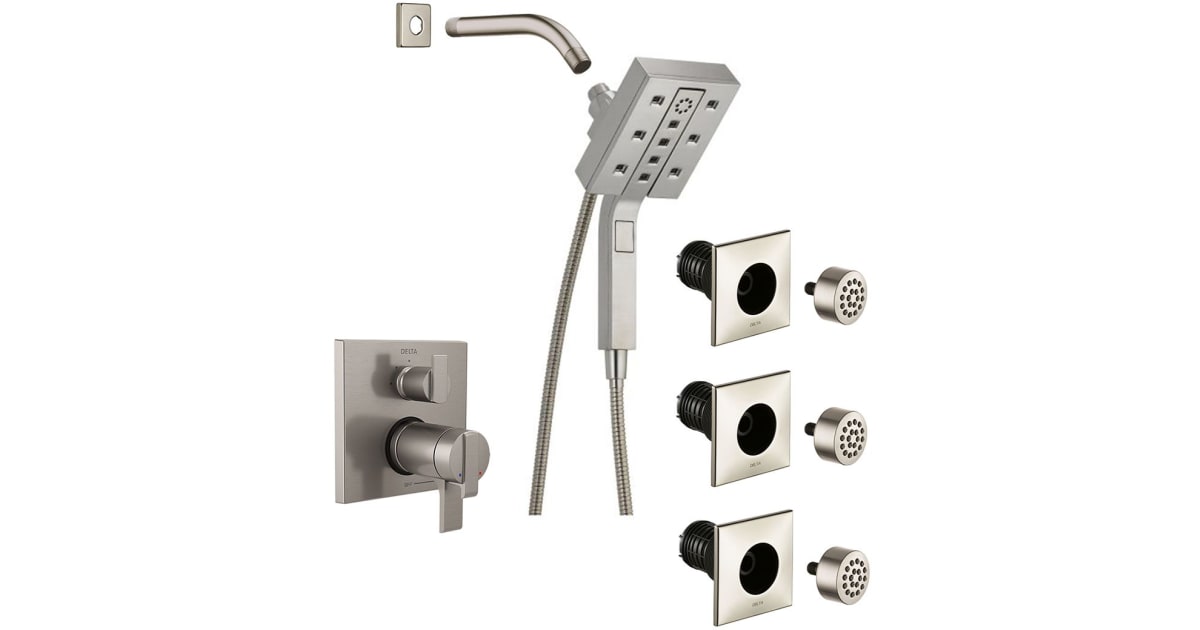 Delta DSS-Ara-17T06i-SS Ara Thermostatic Shower System with Shower Head ...