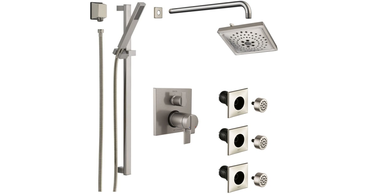 Delta DSS-Ara-17T07-SS Ara Thermostatic Shower System with Shower Head ...