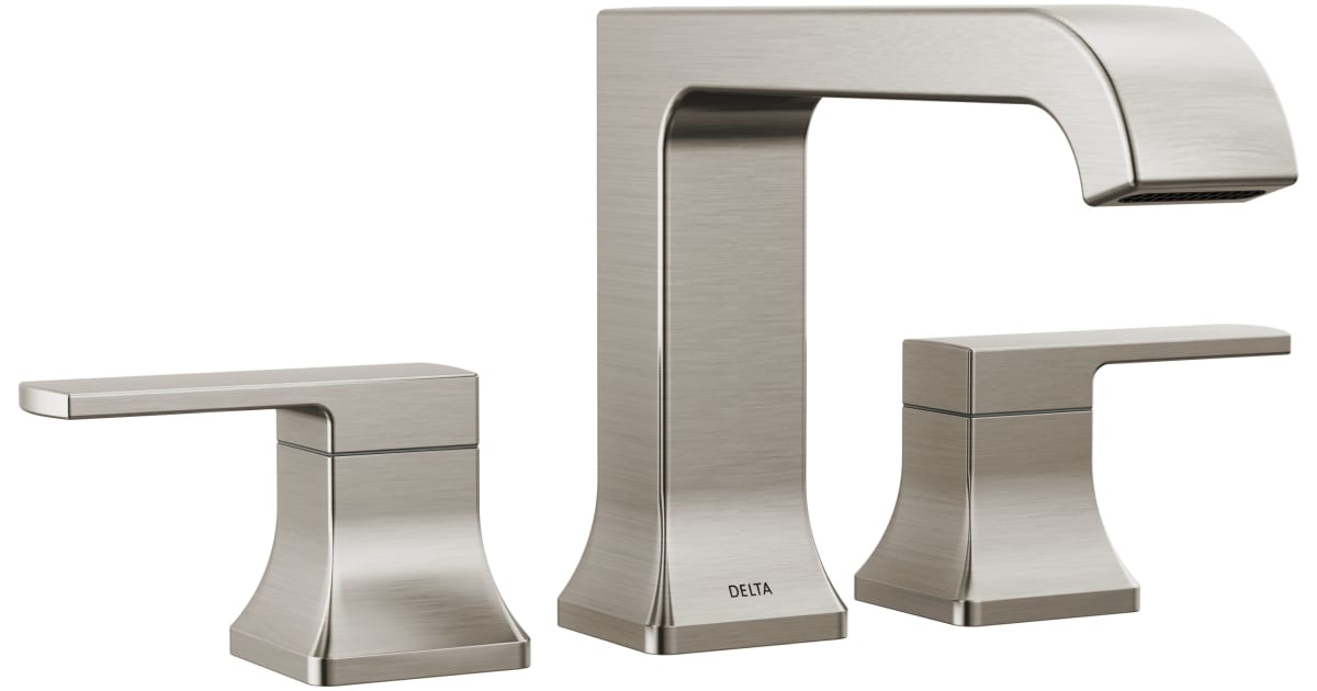 Delta T2739-SS Velum Deck Mounted Roman Tub Filler with Curved Spout ...