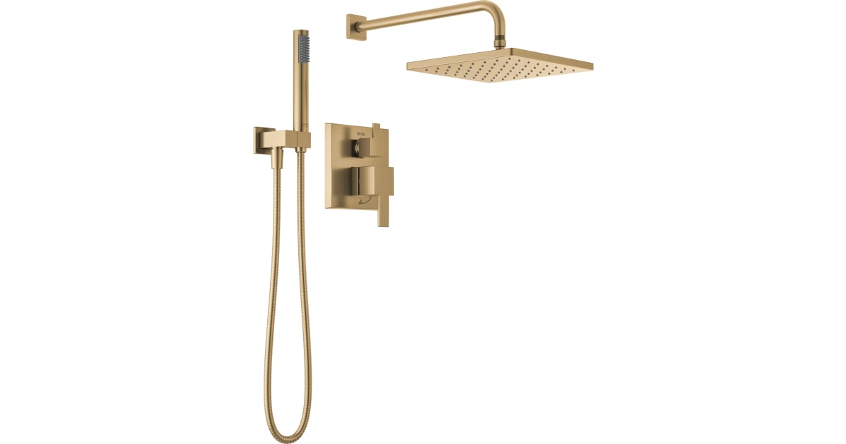 Delta T342701-CZ Modern Square Non Shared Function Shower System ...