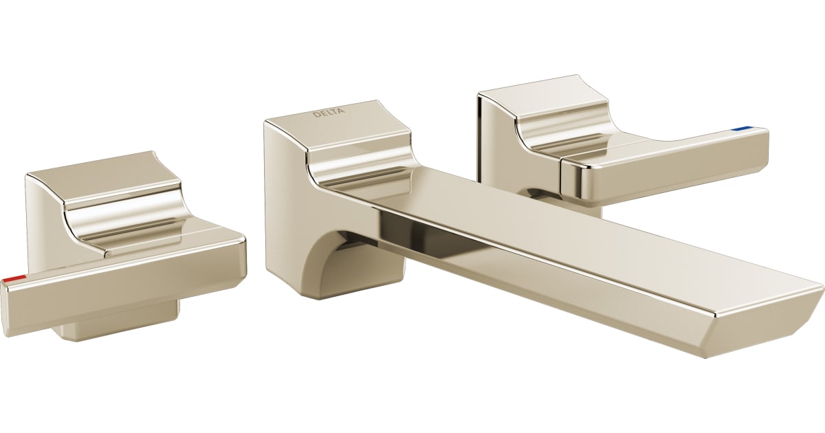 Delta T3599LF-PNWL Pivotal 1.2 GPM Wall Mounted Widespread Bathroom ...