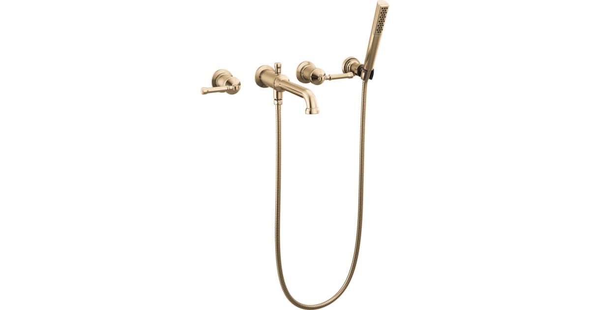 Delta T5784-CZ-PR-LHP-WL Broderick Two Handle Wall Mounted Tub Filler ...