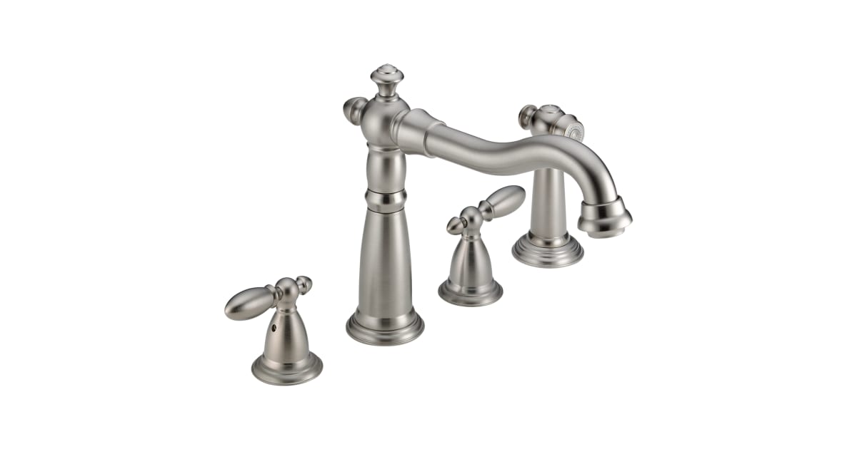 Delta 2256SS-216SS Victorian, Kitchen Faucet Double Handle with Metal ...