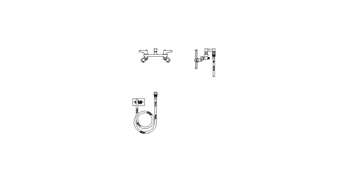 Delta 28C8073-AC Commercial Laundry Faucet Wall Mount Double Handle ...