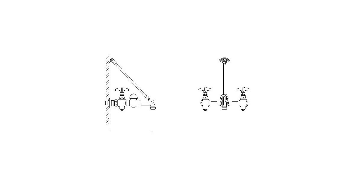 Delta 28T9D Commercial Laundry Faucet Double Handle Wall Mount with ...