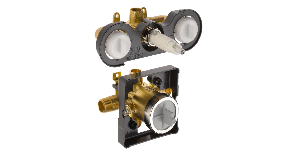 Delta R18000-WS Jetted Shower On/Off Rough-In Valve with Stops and Back ...