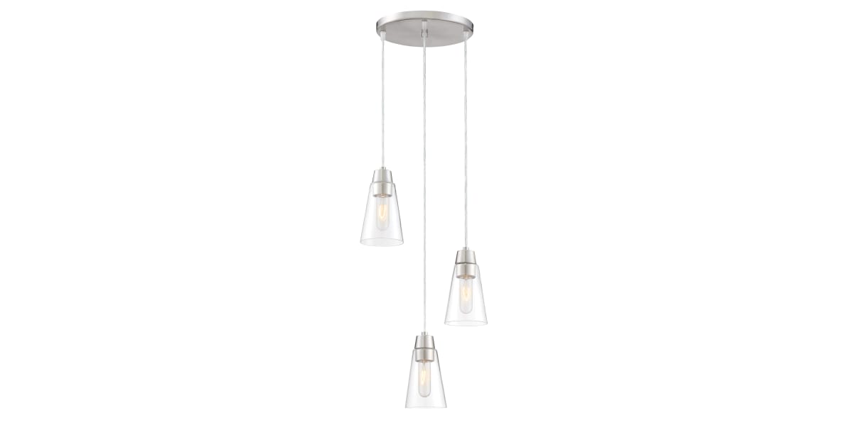 Designers Fountain 87830-3-SP Echo 3 Light Pendant with Clear Shade ...