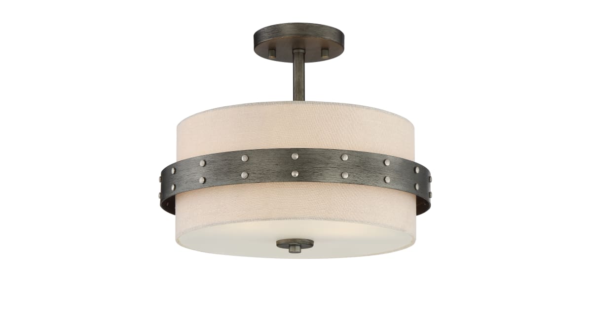 Designers Fountain 92411-WI Garrett 2 Light 14" Wide Semi-Flush Drum ...