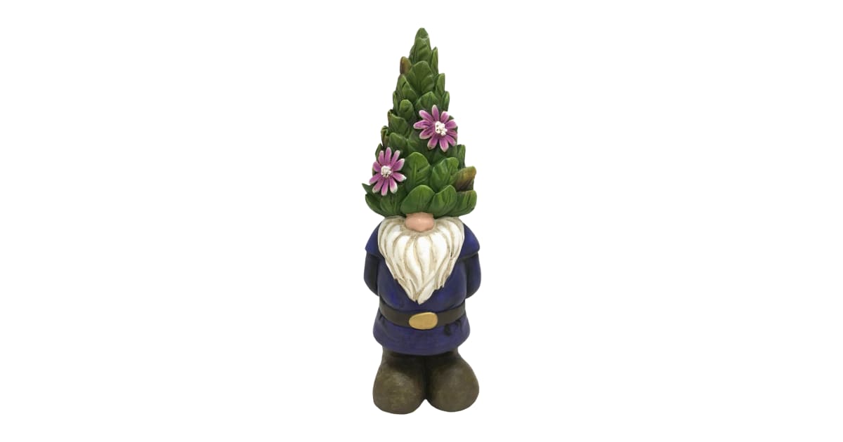 Design House 395855 12-1/8 Inch Tall Garden Gnome with Topiary Hat Lawn ...