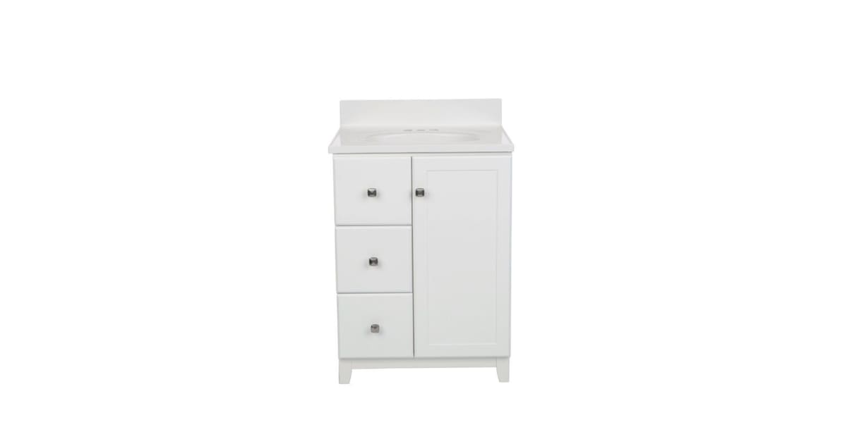 Design House 612945 25" Freestanding Vanity Cabinet with Marble Vanity ...