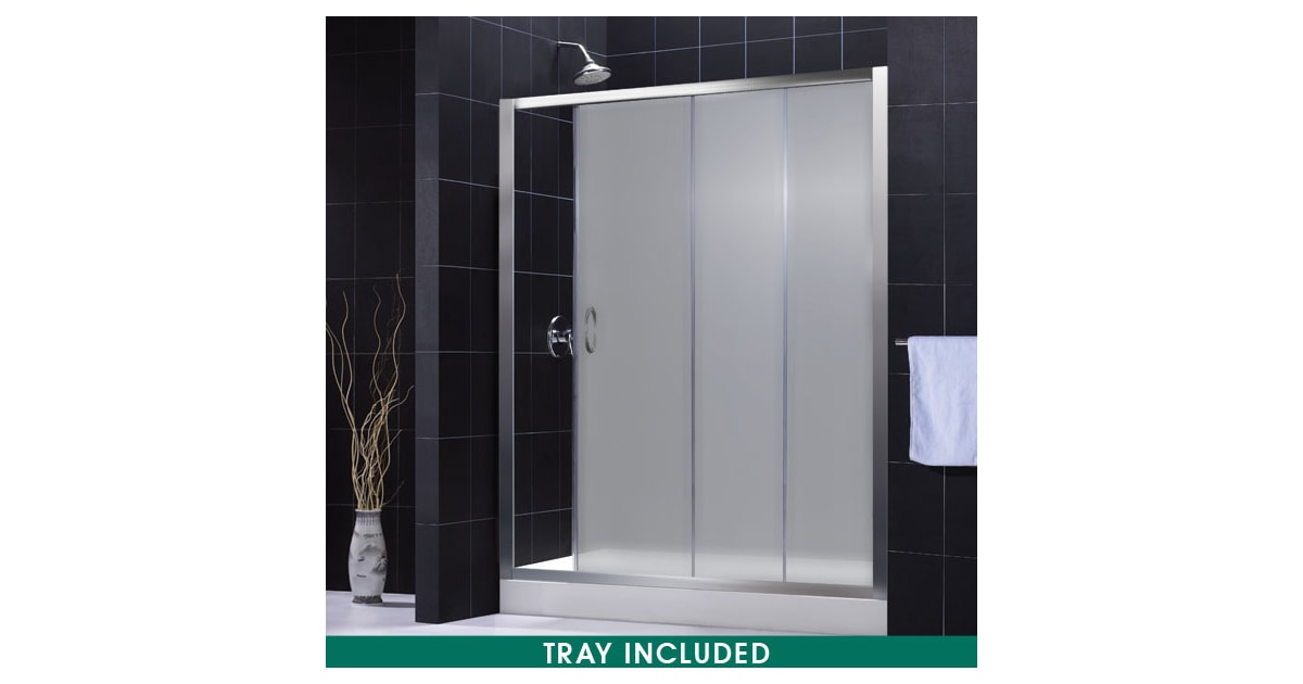 DreamLine DL-6001C-04FR Infinity Shower Door with Frosted Glass 60" x ...