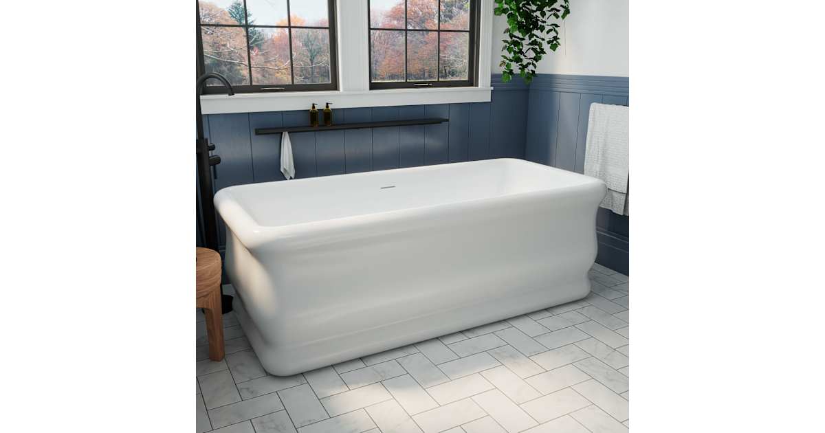 DreamLine BT17X3267C30 Crest 67" Free Standing Acrylic Soaking Tub with ...