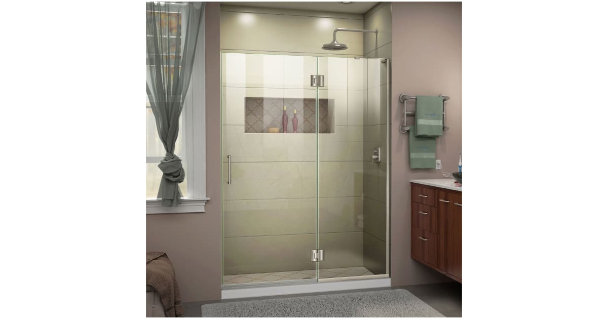 DreamLine D32572R-04 Unidoor-X 72" High x 49" Wide Hinged Frameless Shower Door with Clear Glass ...