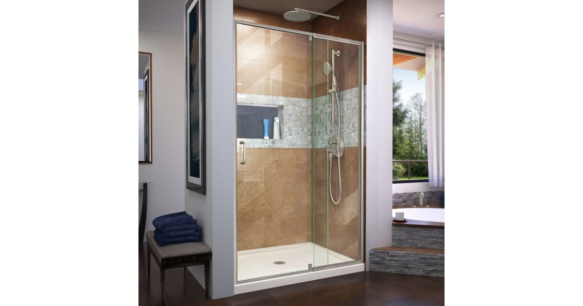 DreamLine DL-6219C-22-04 Flex 32" D x 42" W x 74 3/4" H Semi Frameless Shower Door with Center ...