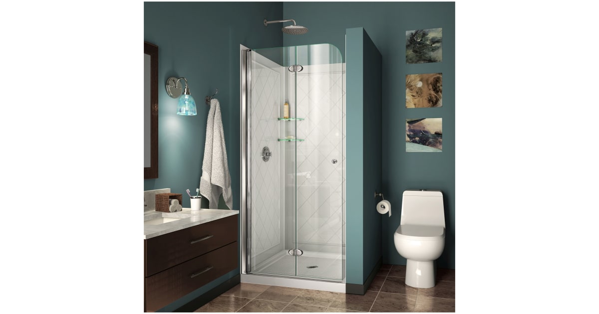 DreamLine DL-6526-01 Aqua Fold Bi-Fold Shower Enclosure with White 36 ...