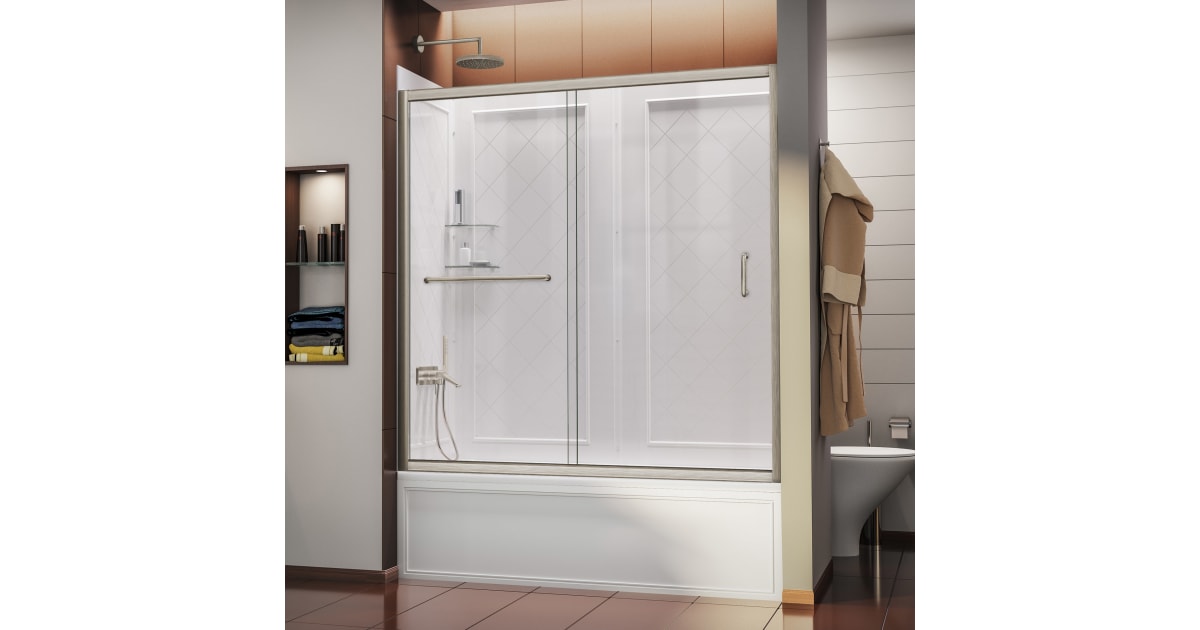 DreamLine DL-6992-04CL Infinity-Z 60" High x 56" Wide Alcove Shower ...