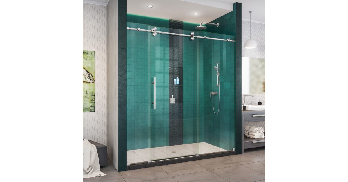 DreamLine SHDR-61727620-07 Enigma-XO 68-72" W x 76" H Fully Frameless Sliding Shower Door ...