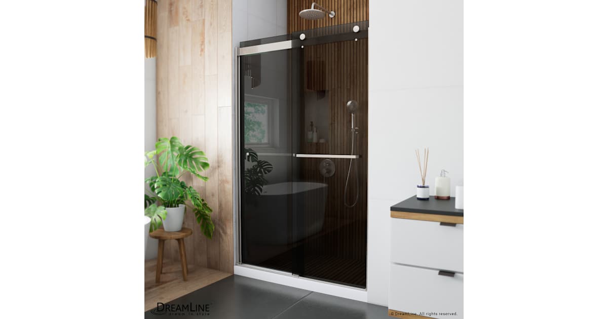 DreamLine SHDR-6348762G04 Sapphire 44 - 48" W x 76" H Semi-Frameless Bypass Shower Door ...