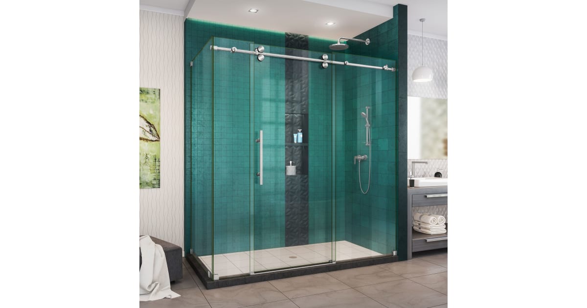 DreamLine SHEN-6134722-07 Enigma-XO 34 1/2" D x 68 3/8 - 72 3/8" W x 76" H Fully Frameless ...
