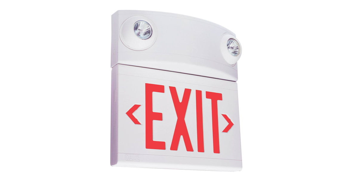 Dual-Lite LTURW 2 Light Red LED / Halogen Tandem Exit Sign / Emergency ...